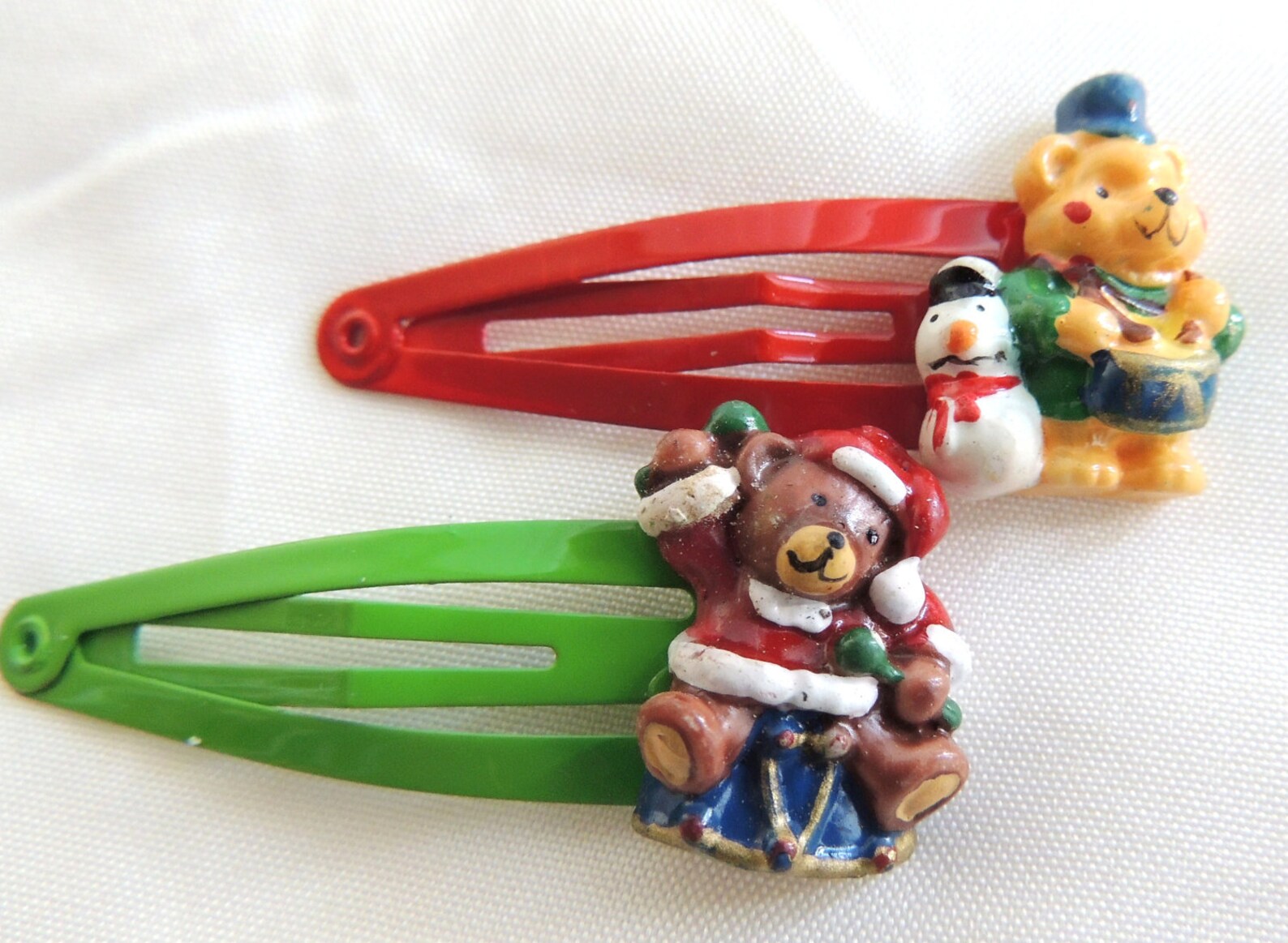 READY TO SHIP Holiday Bear Hair Clips, Snap Clips, a Pair, Children ...