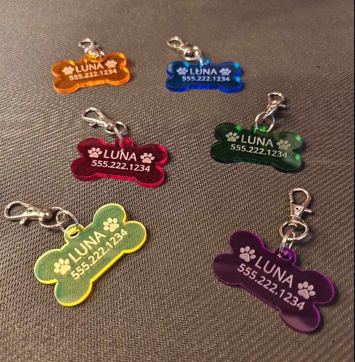 Personalized Acrylic Pet Tags – Custom Laser-engraved Bone-shape Name ...