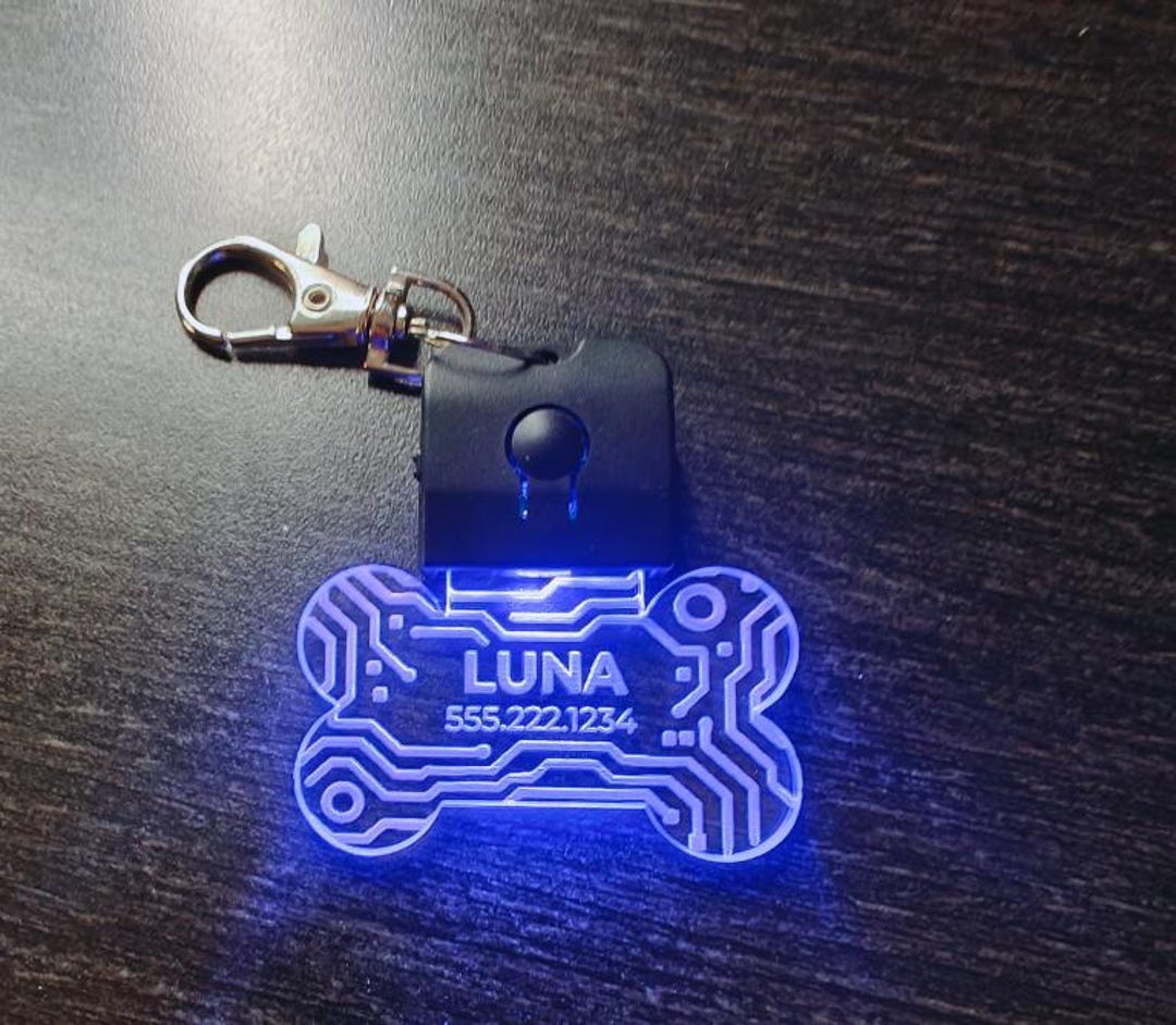 Custom Cyberpunk LED Pet Tag – Rechargeable RGB Acrylic Name Tag for ...