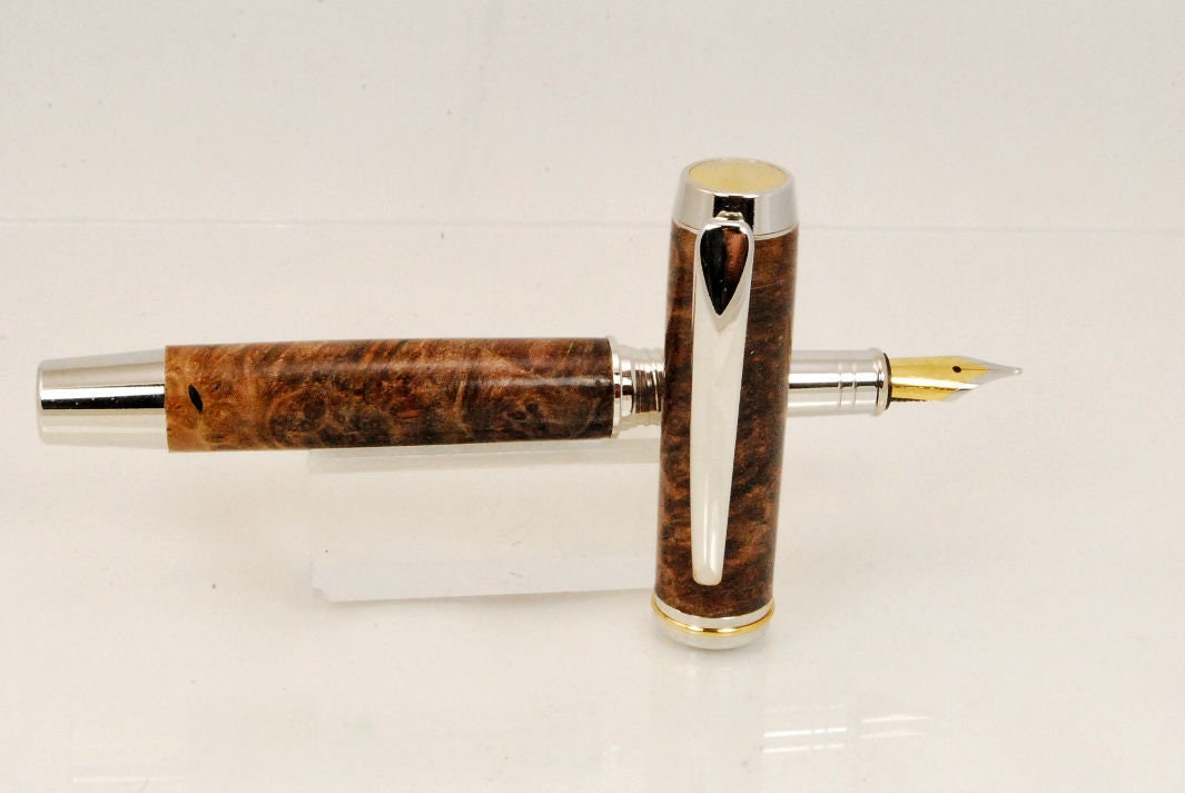 Handmade Fountain Pen, Maple Burl Wood, Chrome, By ASHWoodshops ...
