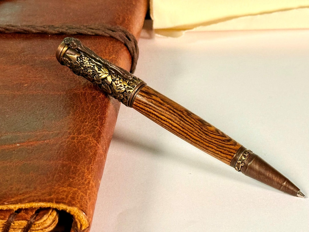 Handmade Bocote Wood Ballpoint Pen: Botanical Garden, Oil Rubbed Bronze ...