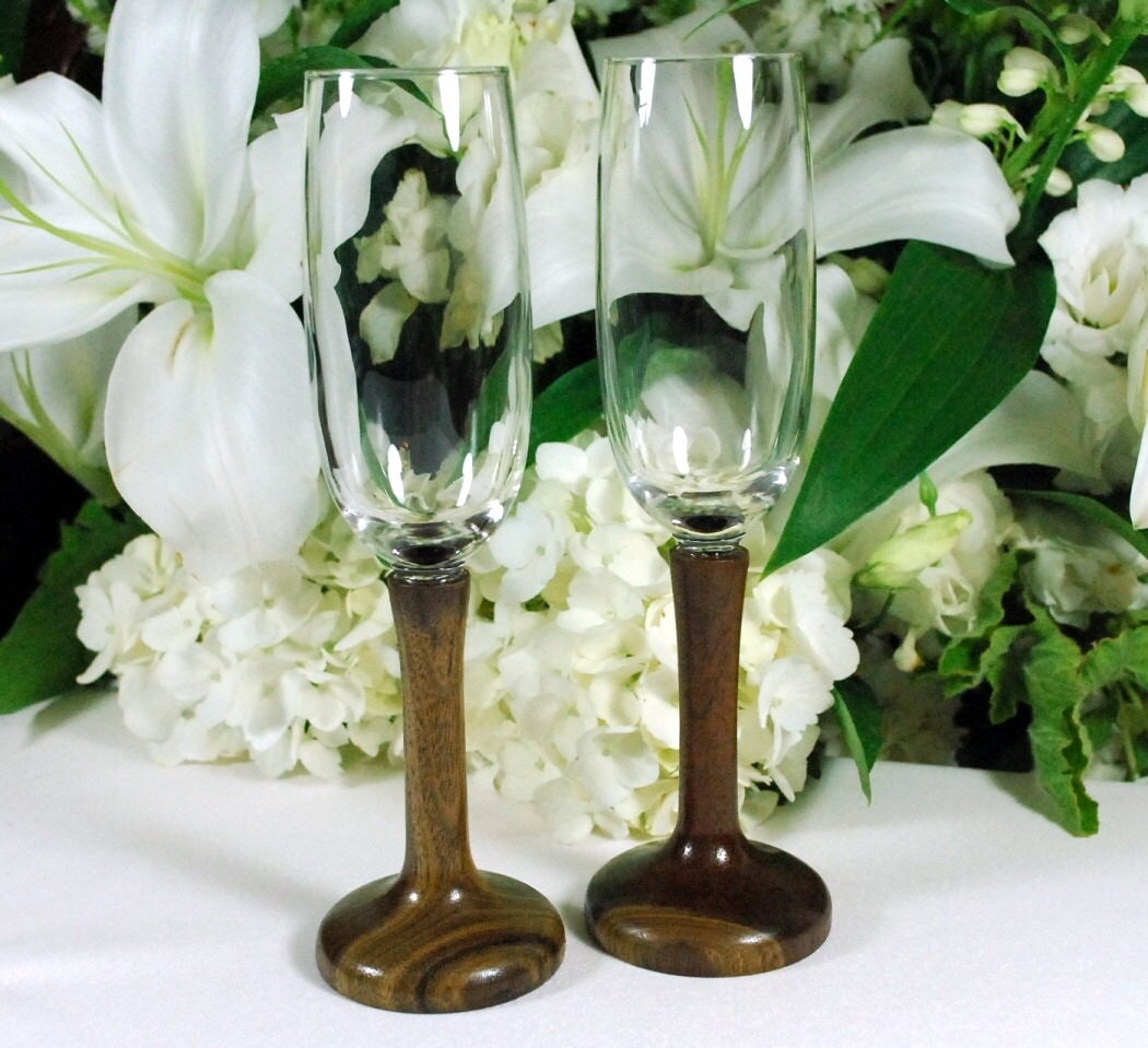 Rustic Wedding Champagne Flute and Cake Serving Set, Custom Handmade ...