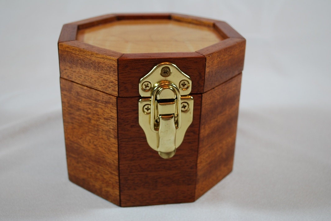 Treasure Jewelry Box, Handmade Wood, Mahogany - Quilted Maple, Trinket ...