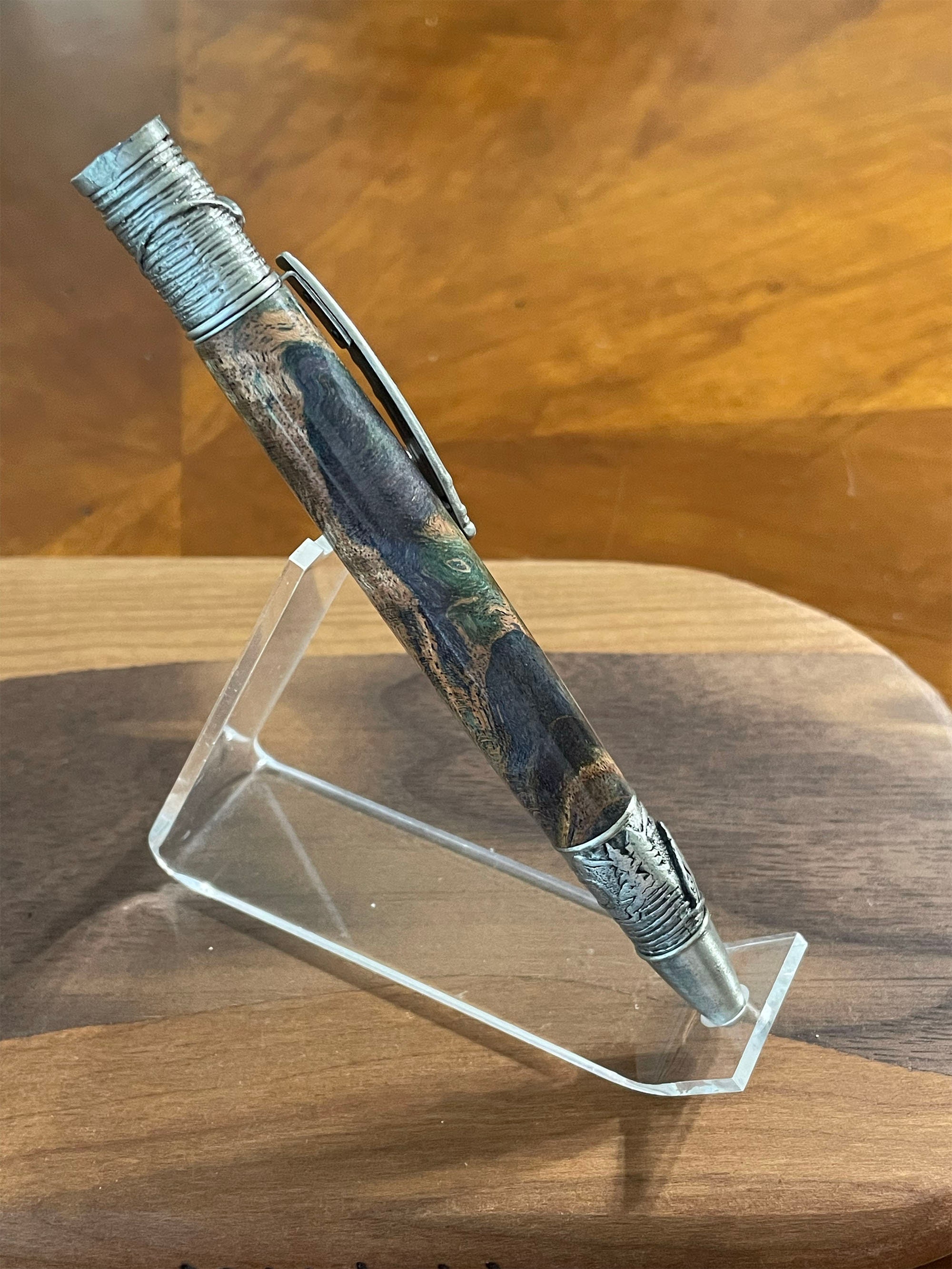 Fish-on Handmade Fly Fishing Themed Twist Ballpoint Pen Antique Pewter ...