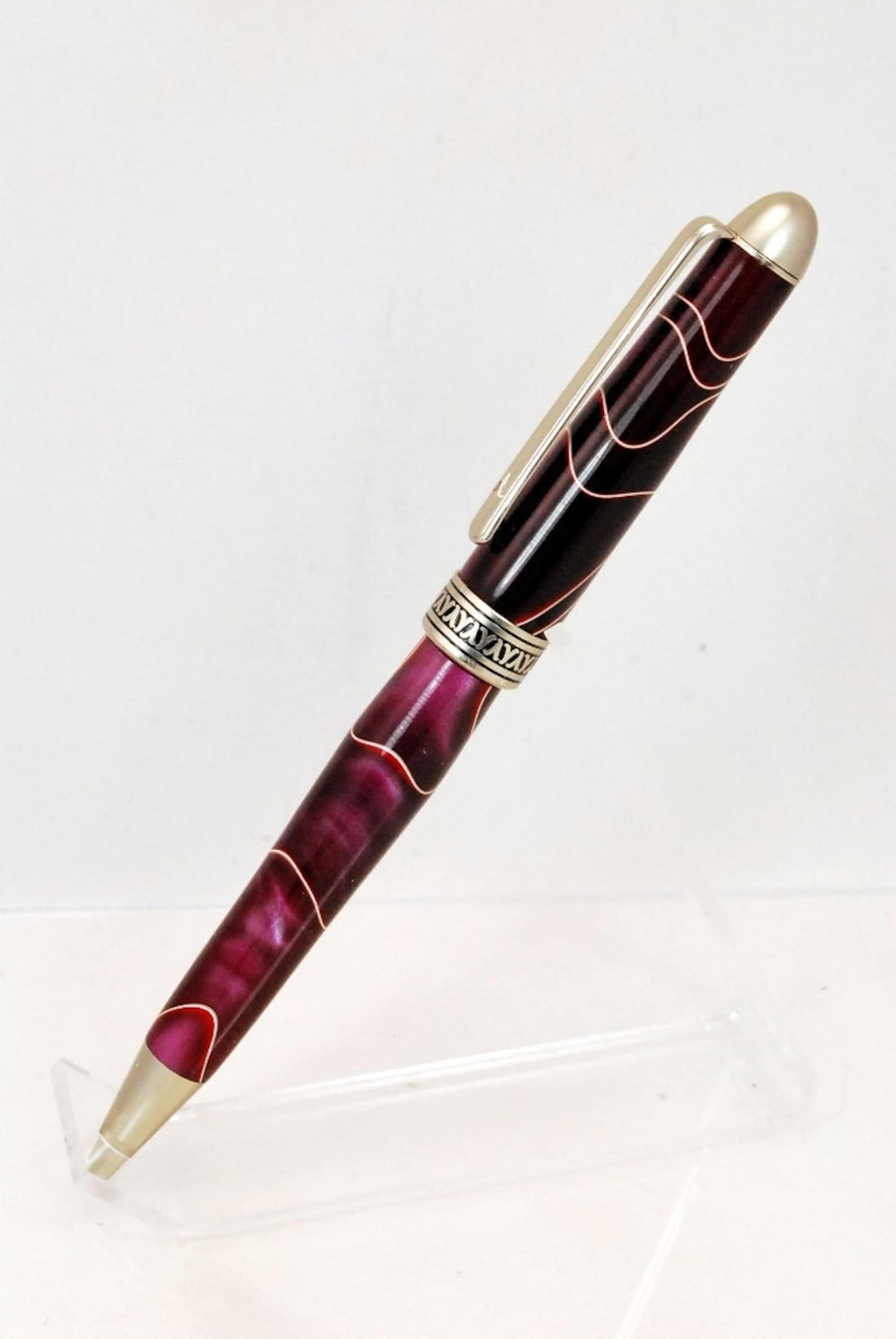 Handmade Purple Swirl Acrylic Pen: Rhodium Twist Ballpoint - Etsy
