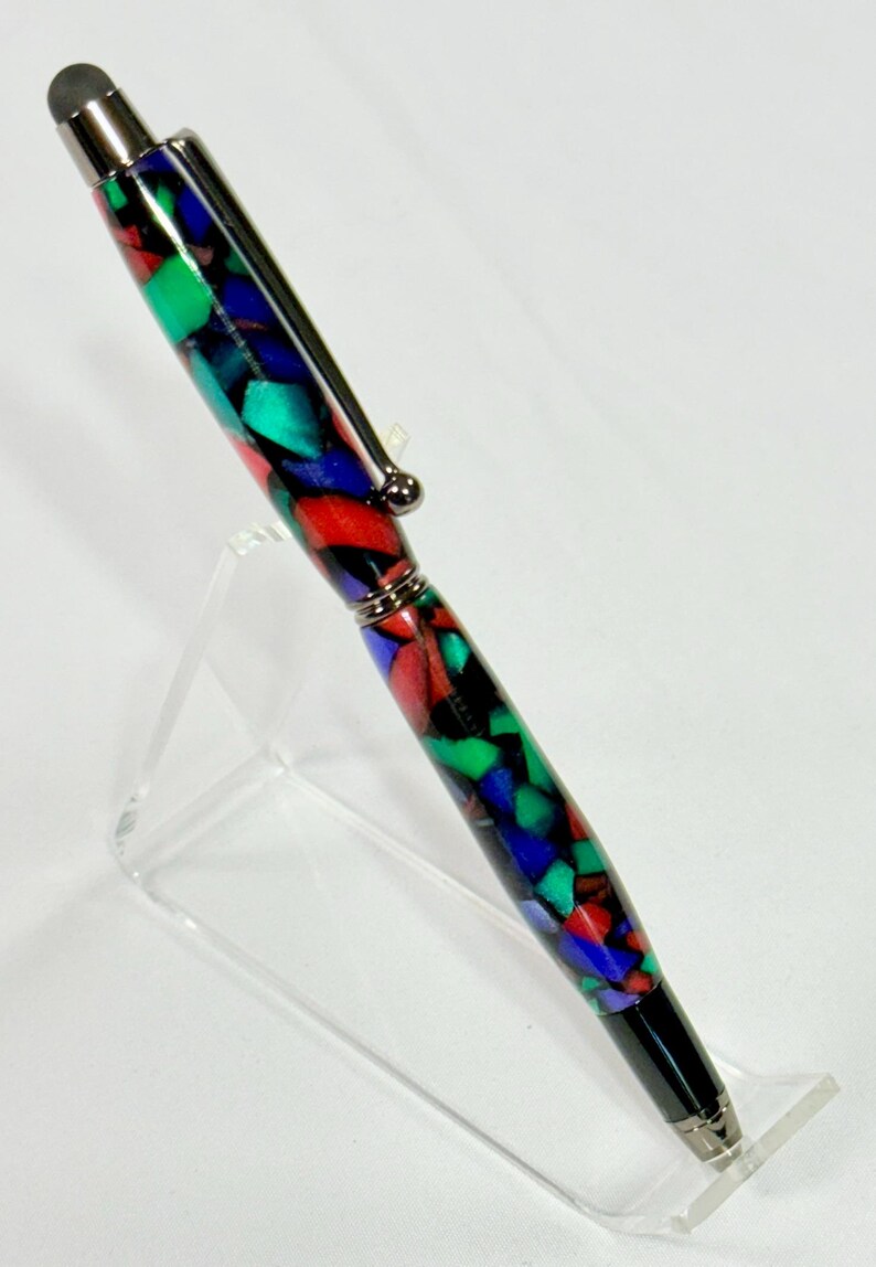 Handmade Acrylic Stylus Pen Combo: Blue Green Red Confetti - Etsy