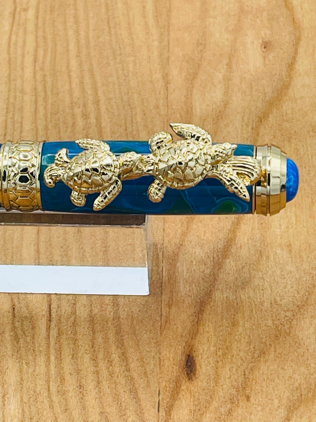 Handmade Sea Turtles Rollerball Pen Ocean Mist Inlace & 24k Gold Trim ...