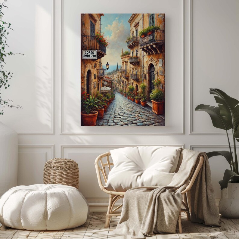 Sicily Italy Wall Art, Taormina Print, Italy Watercolor Art, Sicilian ...