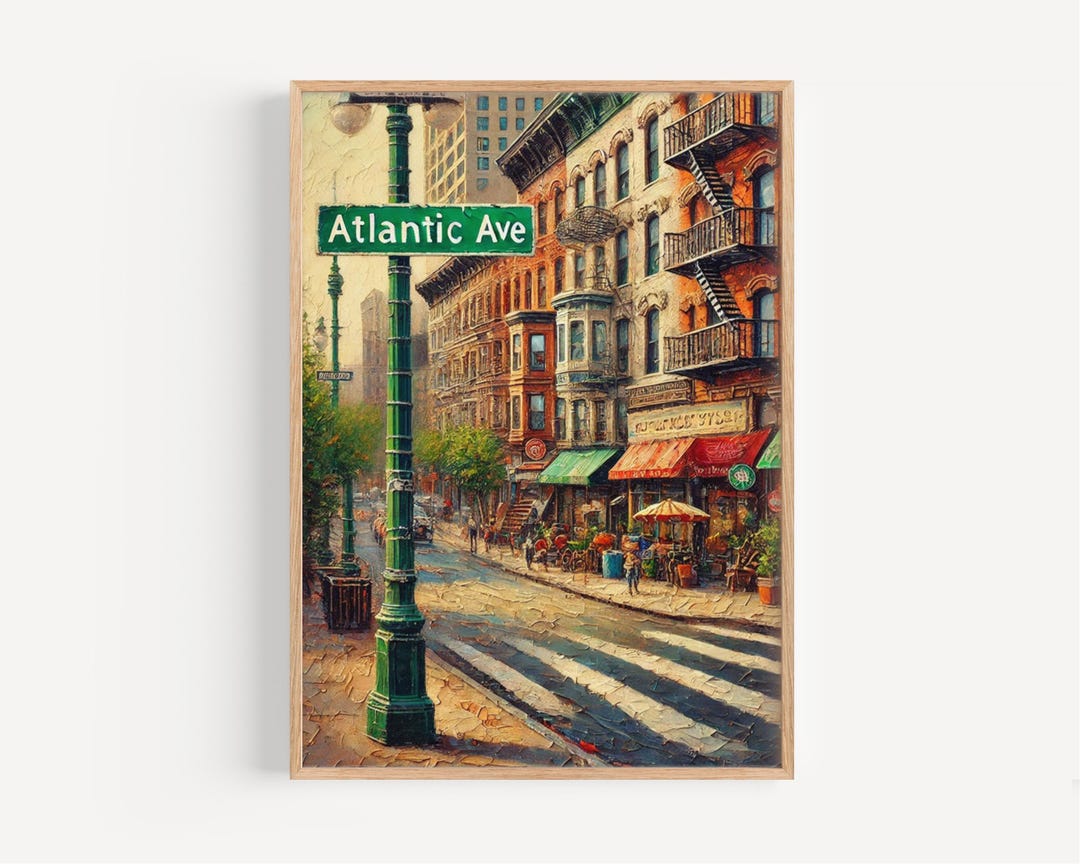 Atlantic Avenue Oil Painting Art Print: Brooklyn NYC Street Sign Travel ...