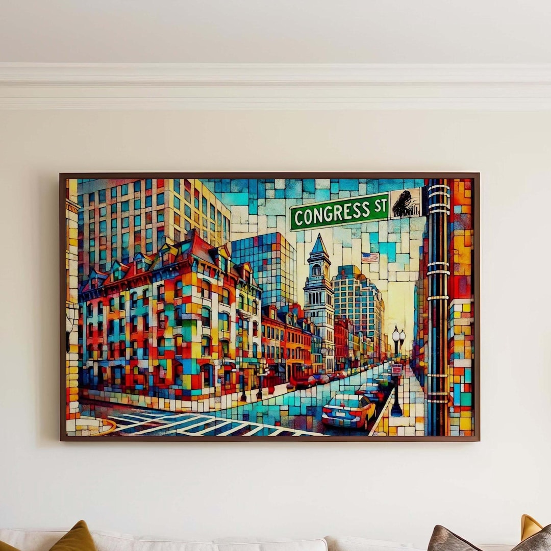 Boston Congress Street Art Print – Massachusetts Cityscape Poster - Etsy