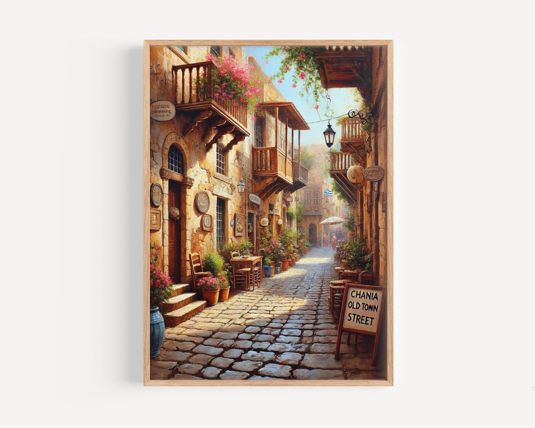 Chania Old Town Street Sign Print: Crete Greece Travel Poster - Etsy
