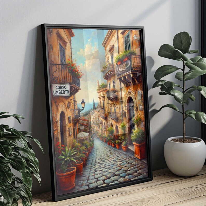 Sicily Italy Wall Art, Taormina Print, Italy Watercolor Art, Sicilian ...