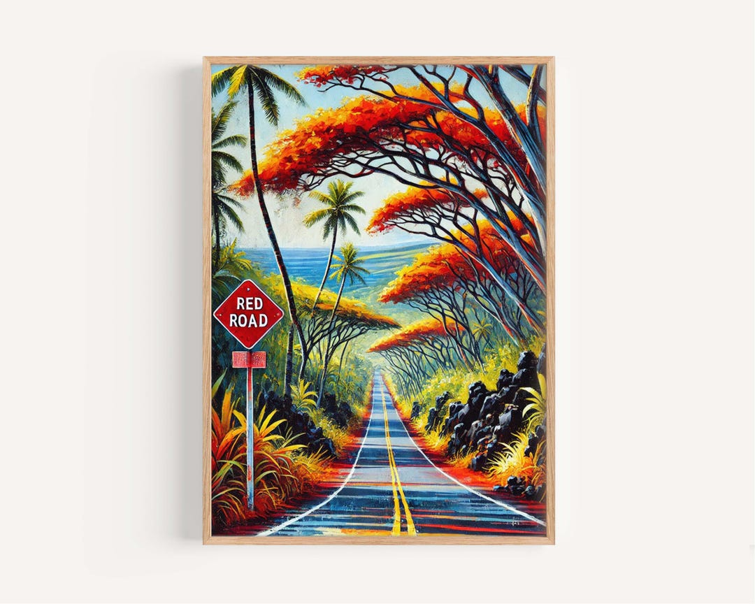 Red Road Wall Art, Red Road Print, Puna Artwork, Big Island Gift ...