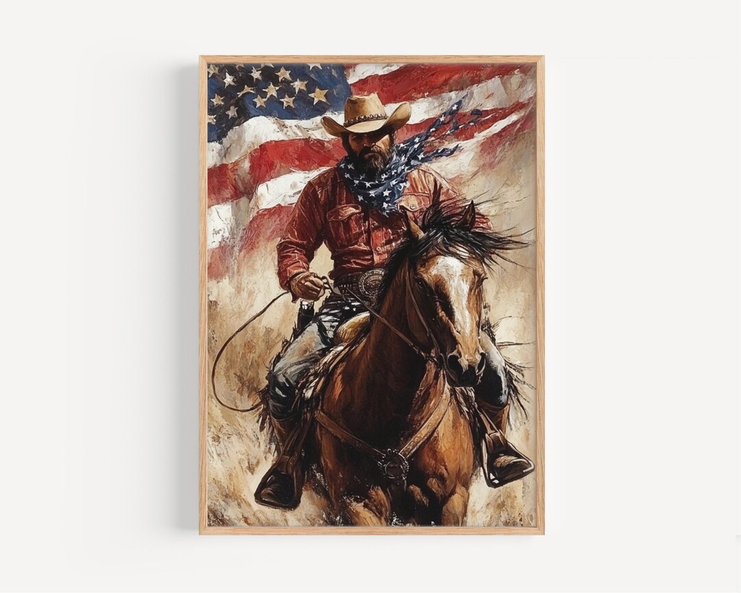 American Cowboy Art | Abstract USA Wall Art | Patriotic Wall Art | USA ...