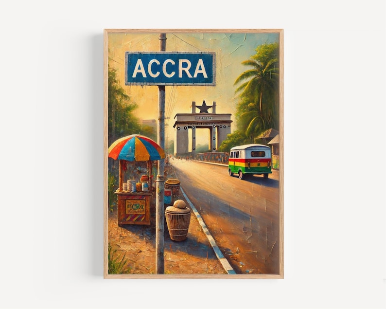 Ghana Accra Wall Art Print - African Travel Poster, Housewarming Gift ...