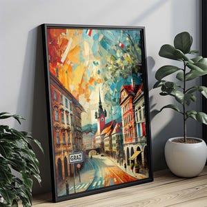 Graz Austria Art Print: Vibrant City Travel Poster - Etsy