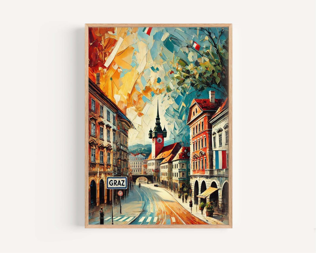 Graz Austria Art Print: Vibrant City Travel Poster - Etsy