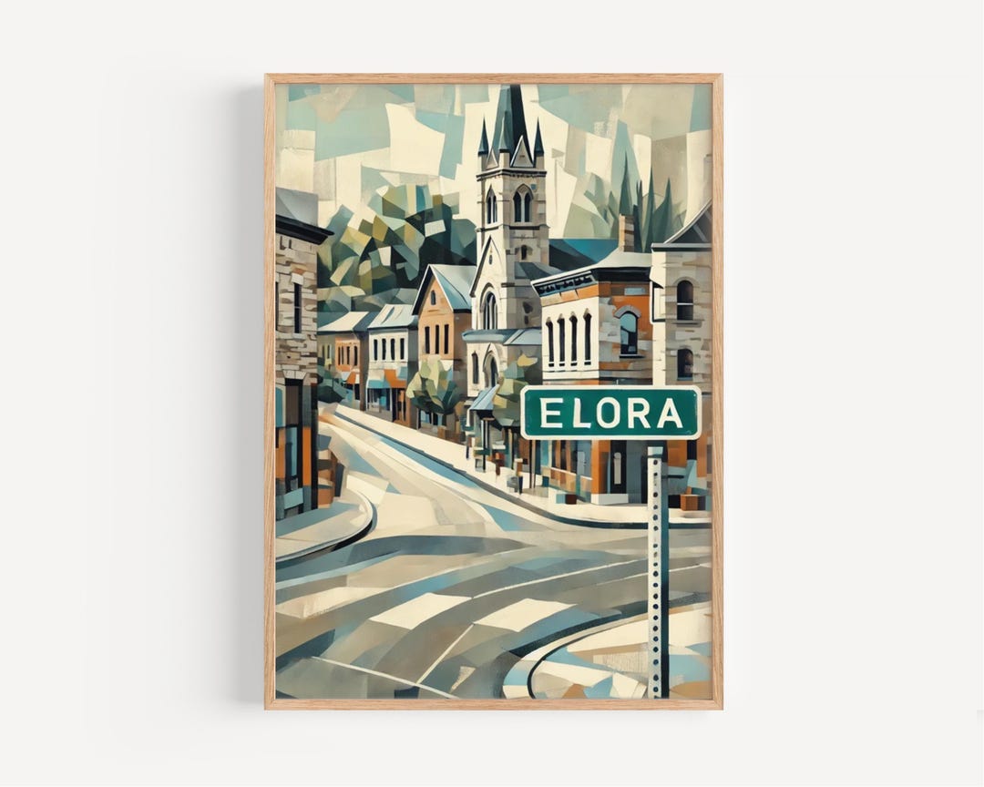Elora Ontario Art Print: Cubism-inspired Travel Poster - Etsy