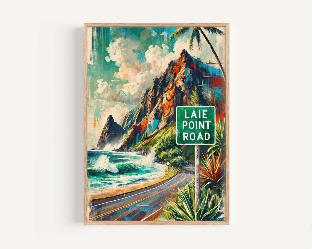 Oahu Art Laie Point Road Wall Art Print - Hawaii Travel Poster ...