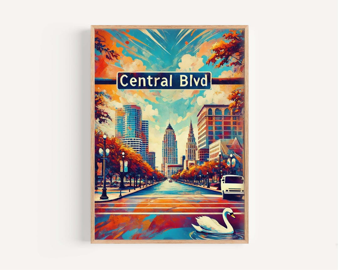 Central Boulevard Wall Art, Central Blvd Print, Orlando Art, Florida ...