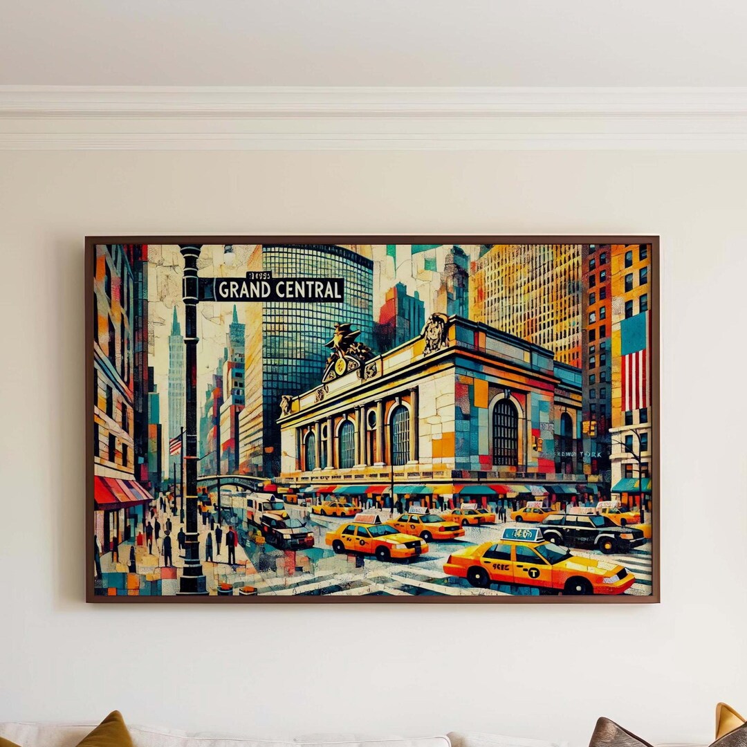 Grand Central Art Print – Manhattan Cityscape Travel Poster - Etsy