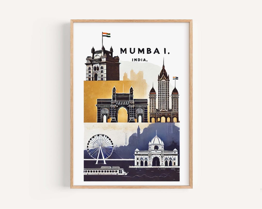 Mumbai Print Wall Art - India Travel Decor, Mumbai Cityscape, Indian ...