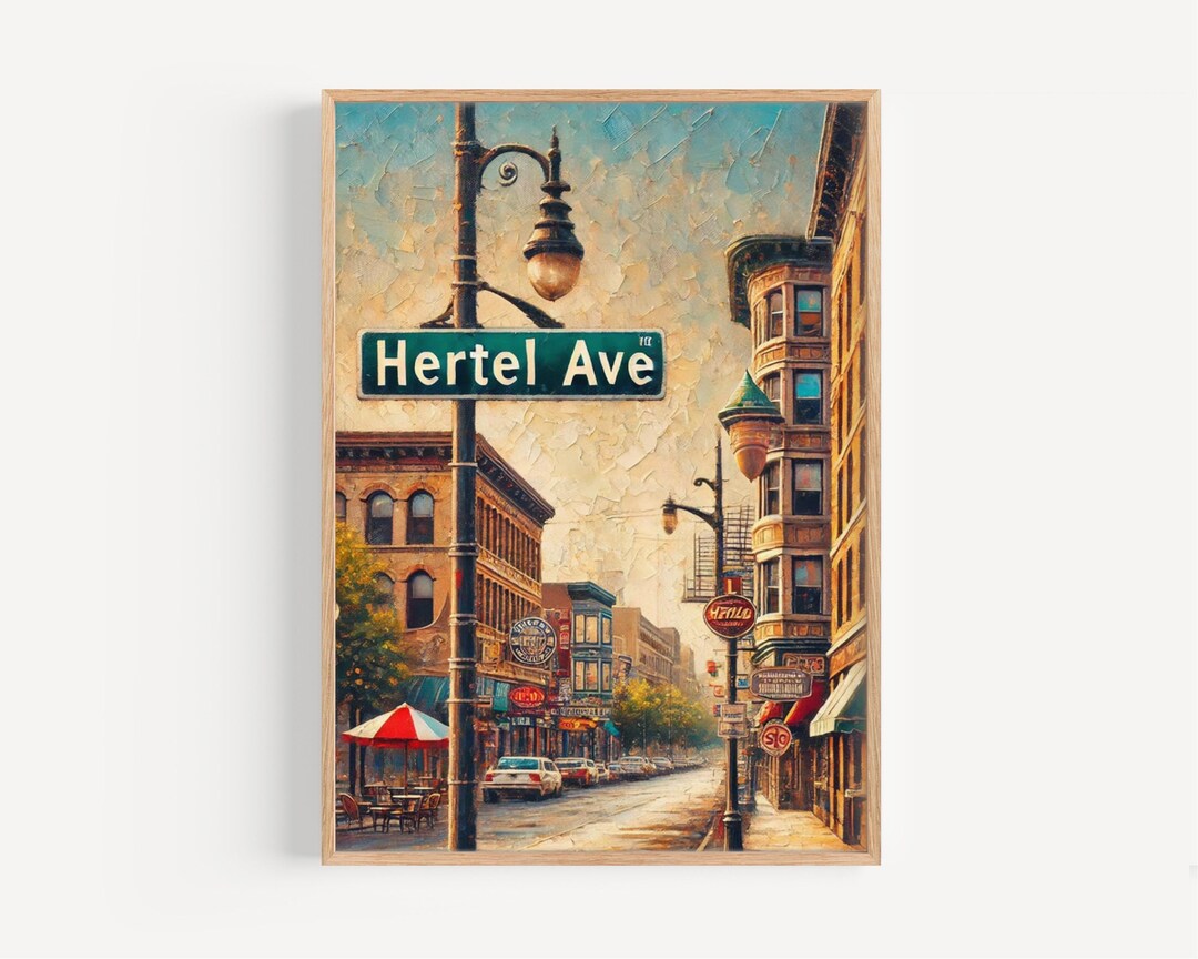 Hertel Avenue Oil Painting Art Print: Buffalo NY Street Sign Travel ...