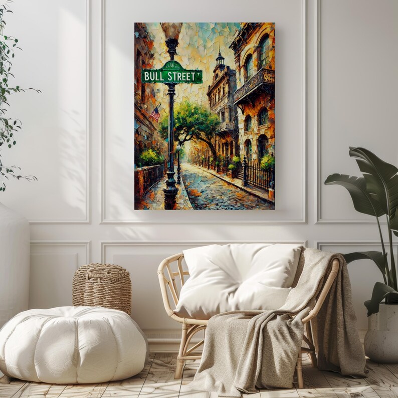 Bull Street Oil Painting Art Print: Savannah Historic District Travel ...