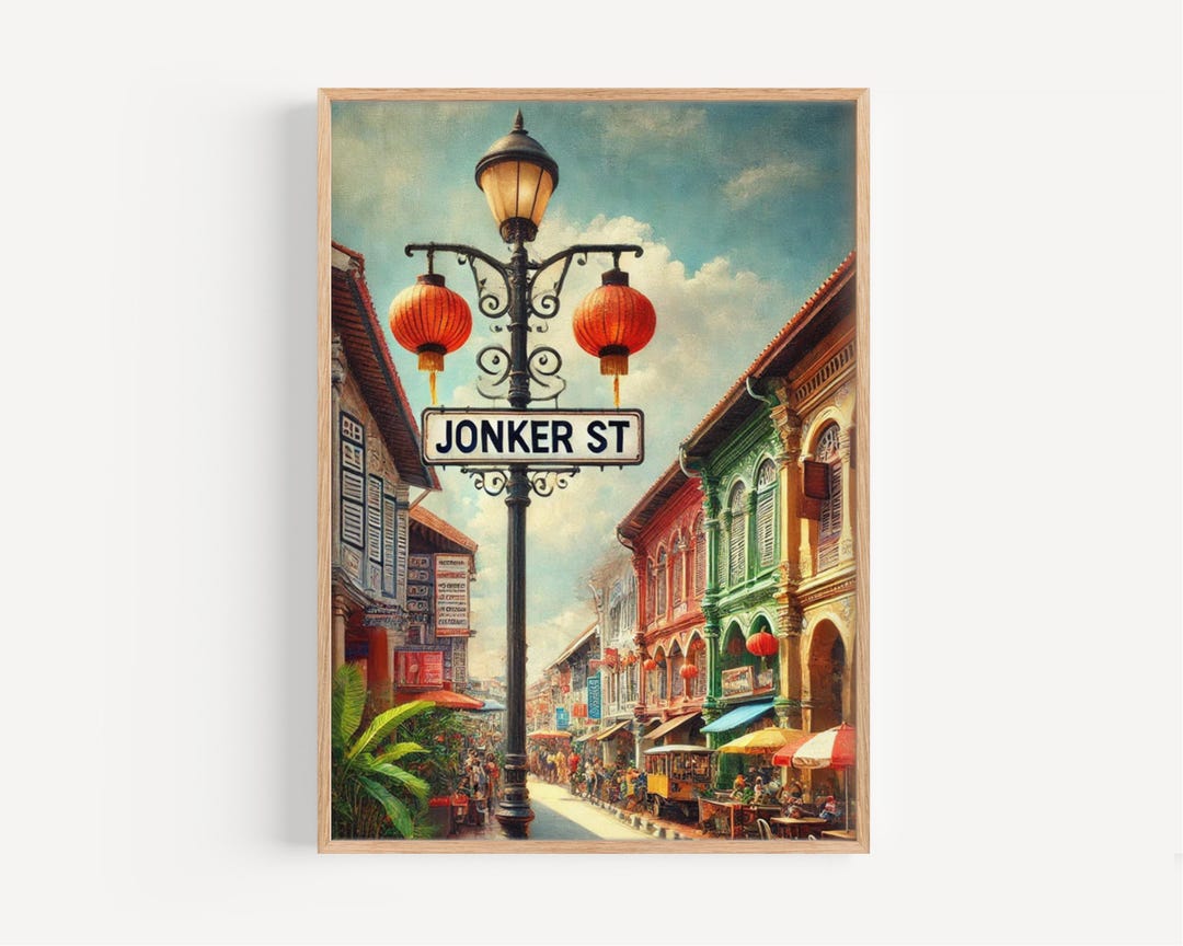 Print Jonker St Wall Art - Malacca Travel Poster, Malaysian Souvenir ...