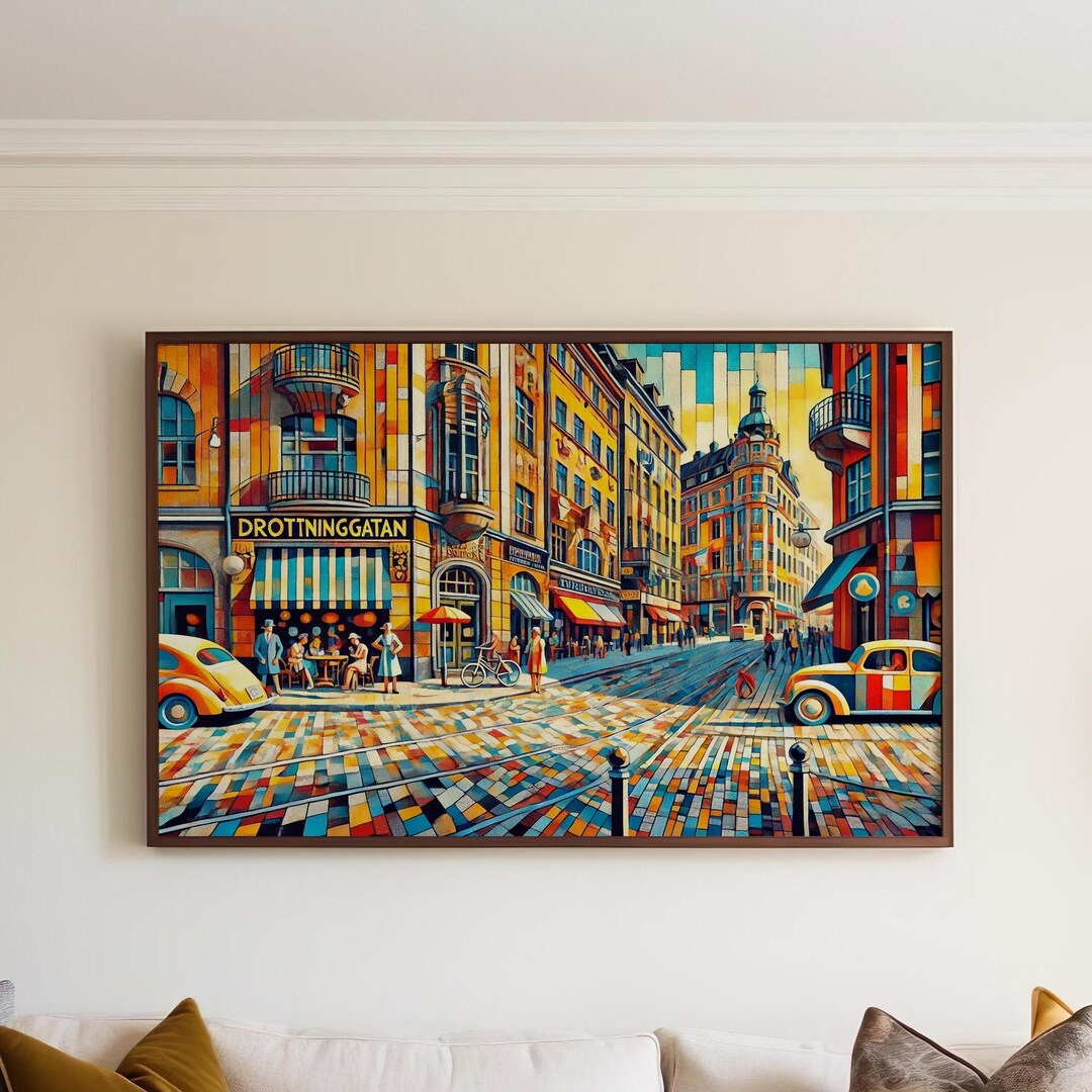 Drottninggatan Wall Art Print - Sweden Travel Poster, Scandinavian Home ...