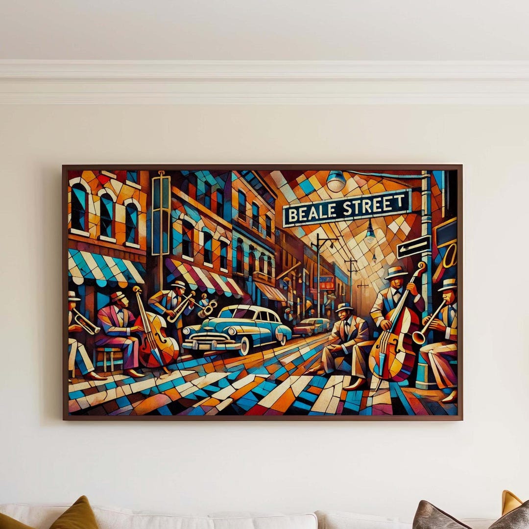 Beale Street Wall Art, Beale Street Cubism Print, Tennessee Cubism Art ...