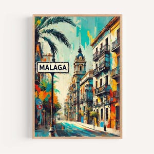 Málaga Spain Art Print: Vibrant Cityscape Travel Poster - Etsy