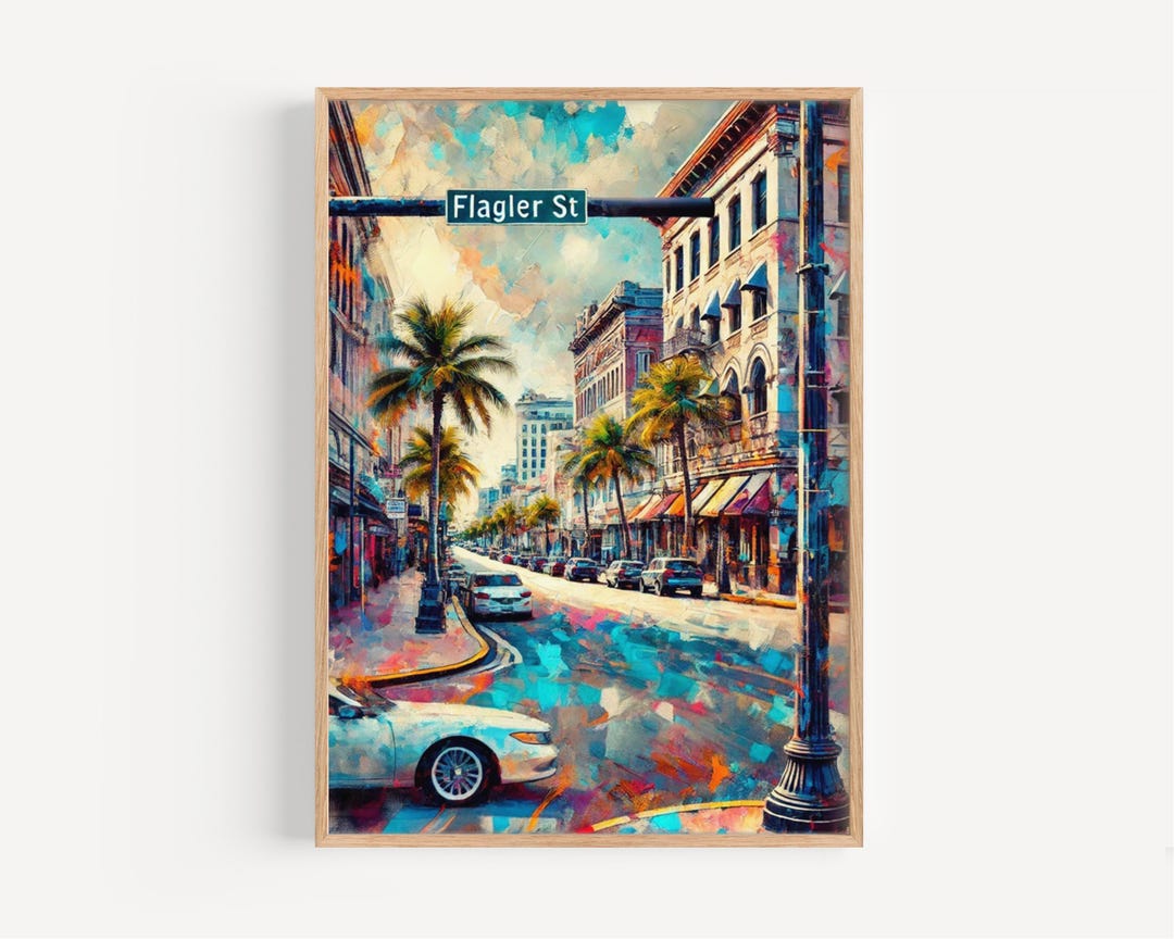 Flagler St Wall Art, Flagler Street Print, Miami Art, Florida Gift ...