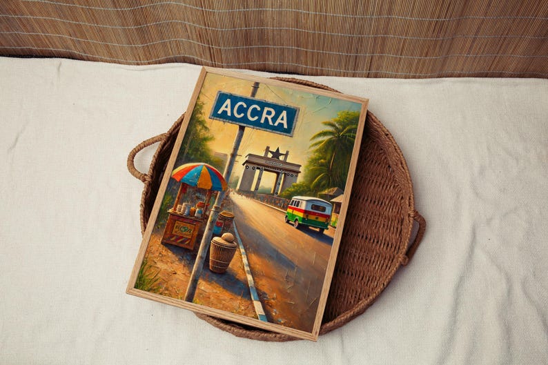 Ghana Accra Wall Art Print - African Travel Poster, Housewarming Gift ...