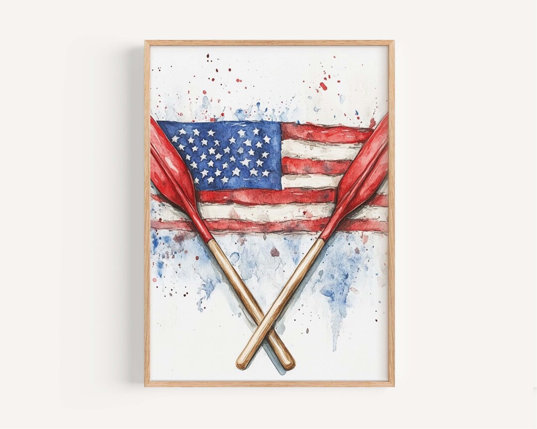 American Flag Oars Art Print: Patriotic USA Wall Decor - Etsy