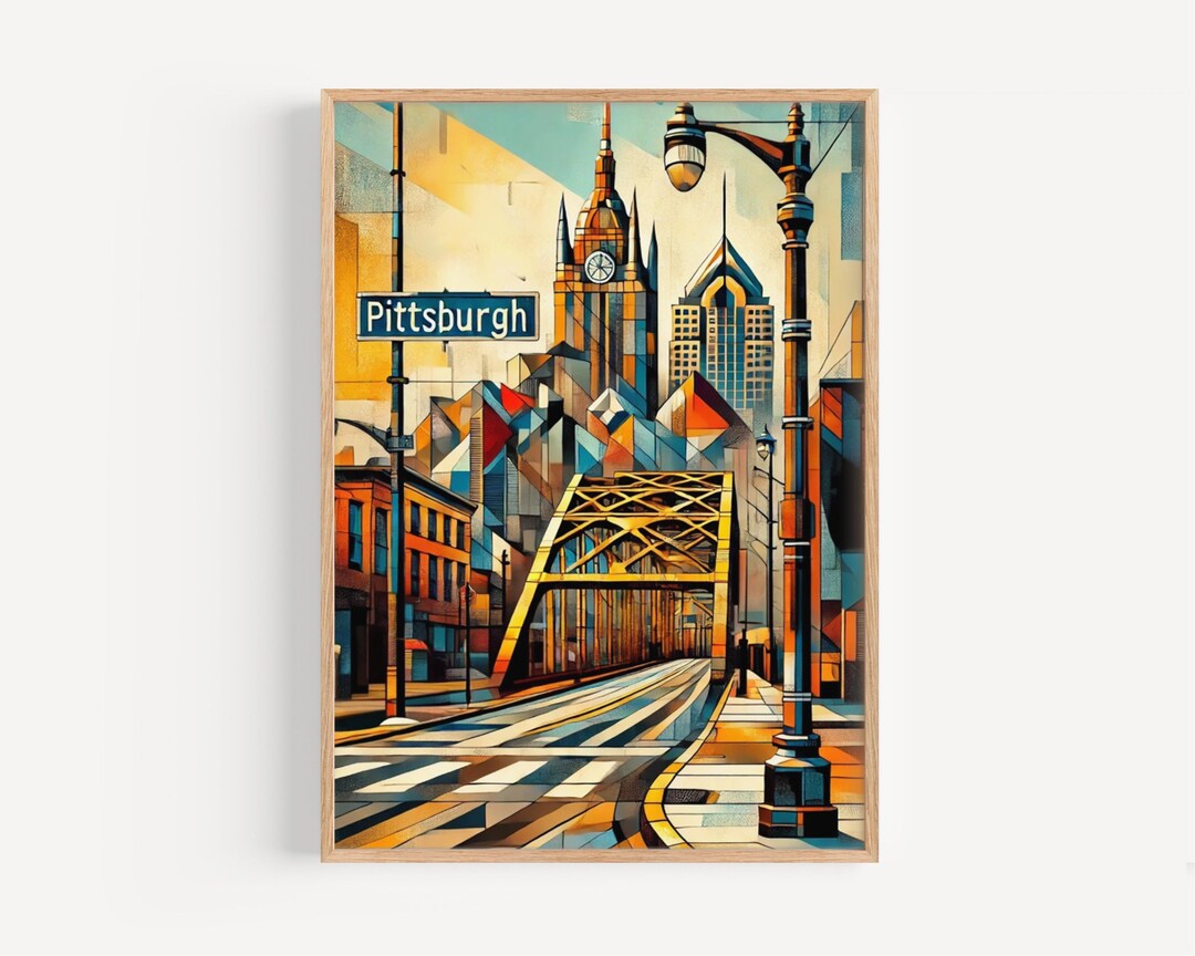 Pittsburgh Art Print: Cubist Pennsylvania Travel Poster - Etsy