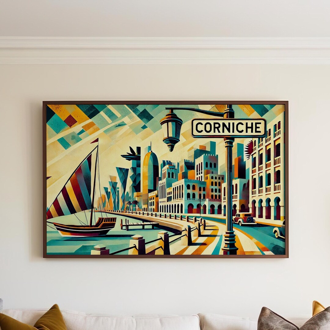 Corniche Wall Art, Corniche Print, Doha Art, Qatar Gift, Travel Print ...