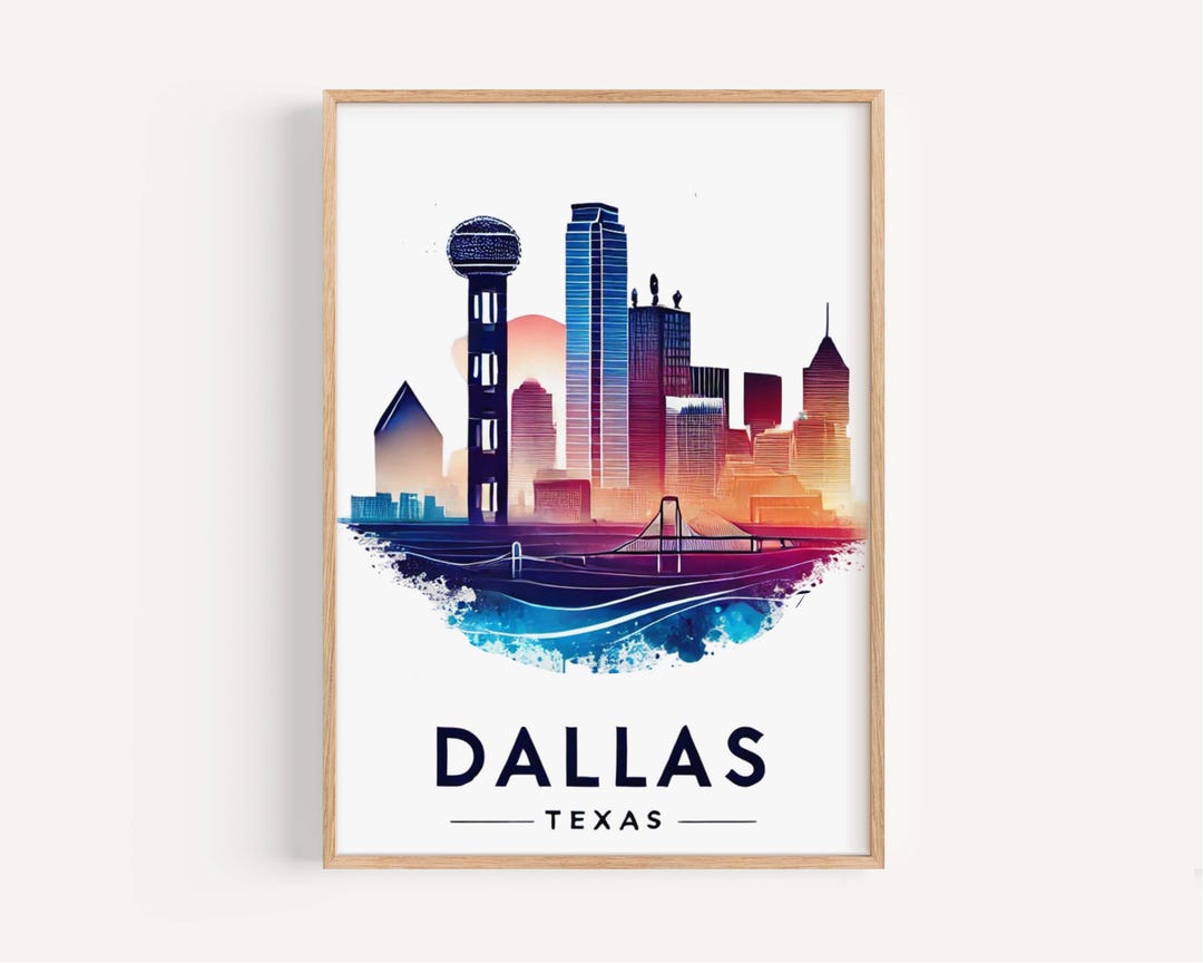 Dallas Wall Art, Dallas Print, Texas Art, Texas Gift, Travel Print ...