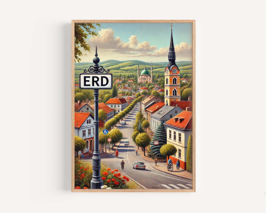 Erd Hungary City Map Print: Vibrant European Travel Art - Etsy