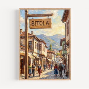 Bitola Oil Painting Art Print: North Macedonia Street Sign Travel ...