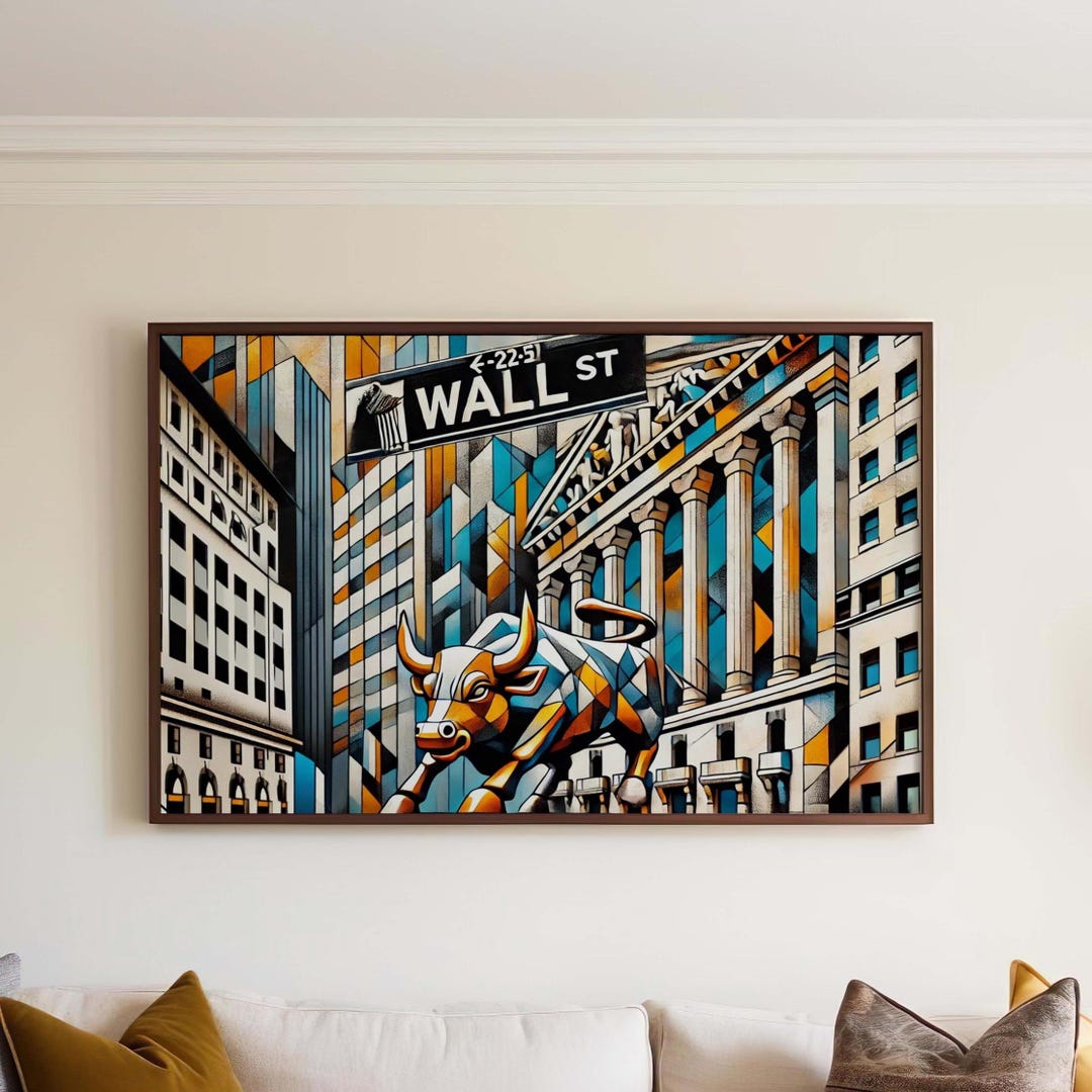 Wall Street Wall Art, Wall Street Cubism Print, Manhattan Cubism Art ...