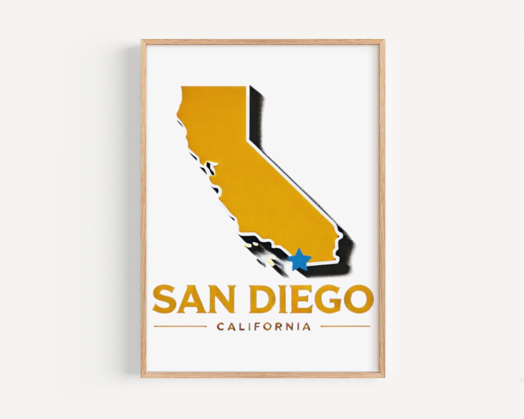 San Diego California Map Art Print: Travel Home Decor - Etsy