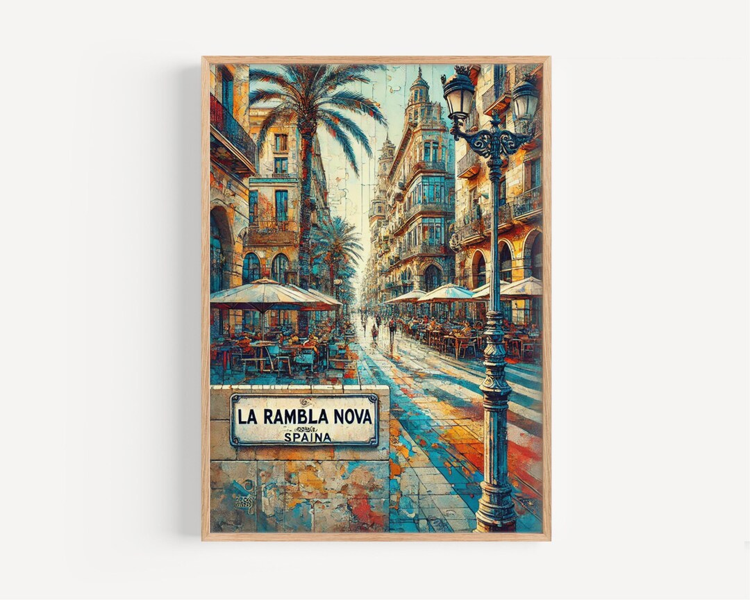 La Rambla Nova Wall Art Print – Tarragona Spain Travel Poster, Spanish ...