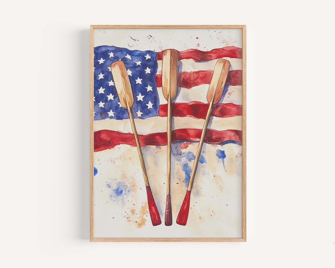 American Flag Oars Art Print: Patriotic USA Wall Decor - Etsy