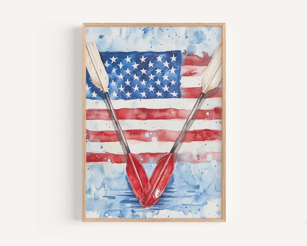 American Flag Oars Art Print: Patriotic USA Wall Decor - Etsy