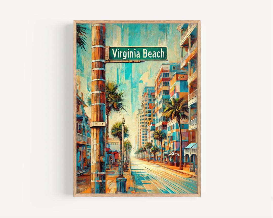 Virginia Art Virginia Beach Wall Art Print, Coastal Travel Poster ...