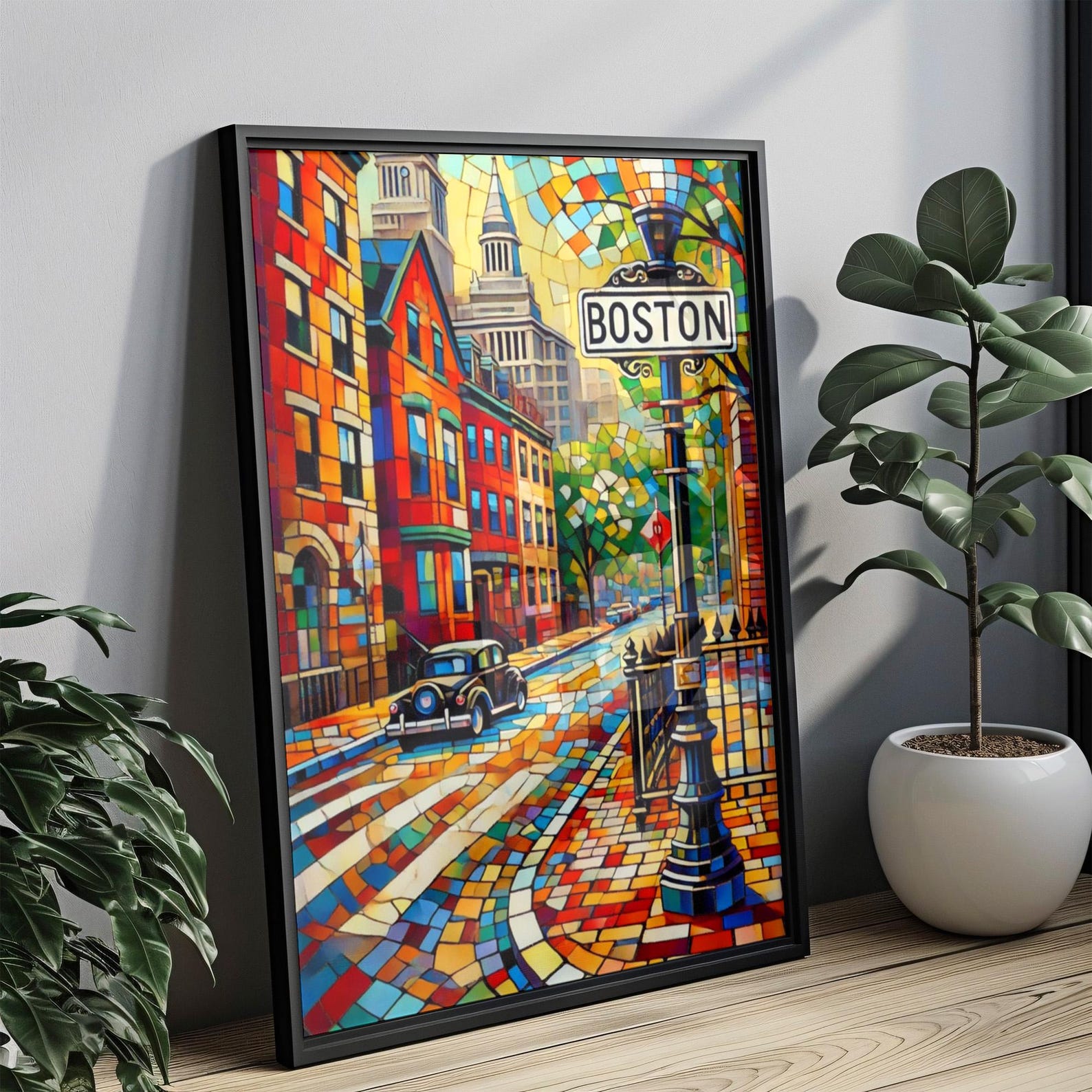 Wall Art Boston Print Massachusetts Travel Poster USA Gift Housewarming ...