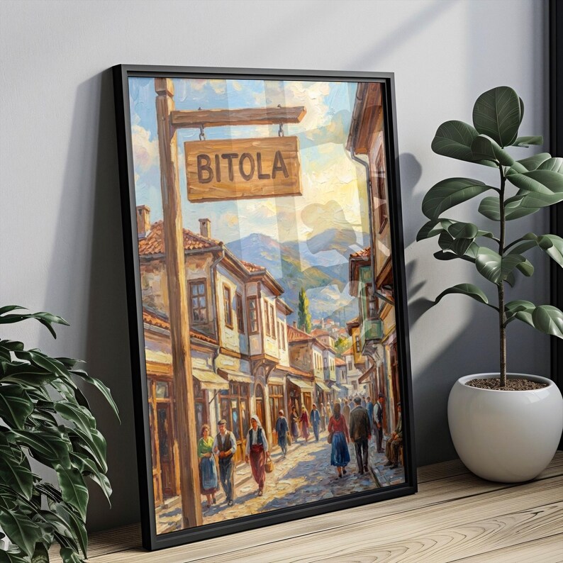 Bitola Oil Painting Art Print: North Macedonia Street Sign Travel ...