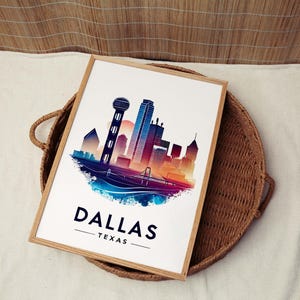 Dallas Wall Art, Dallas Print, Texas Art, Texas Gift, Travel Print ...