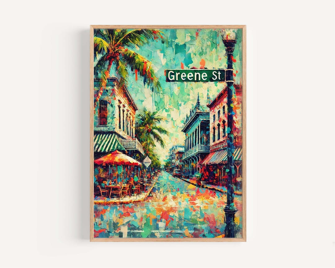 Greene Street, Key West Art Print: Colorful Florida Travel Poster - Etsy